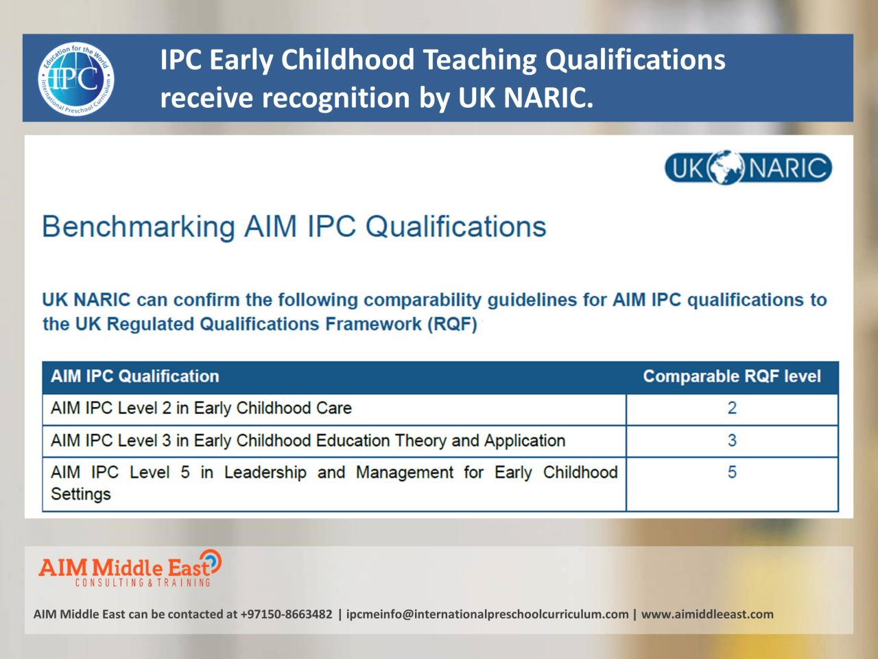 UK NARIC and IPC Qualifications - AIM Middle East